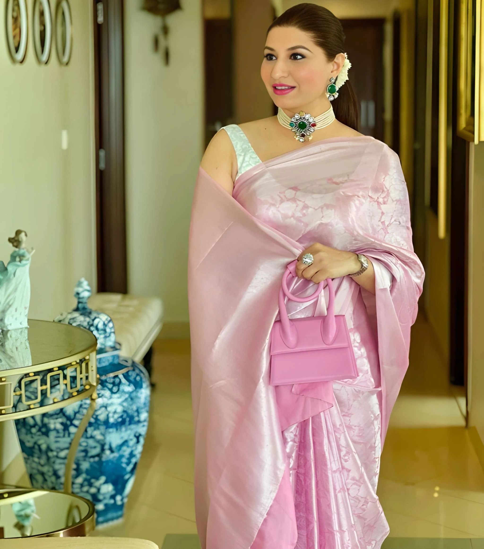 Fulari Soft Pastel Silk Banarasi Saree