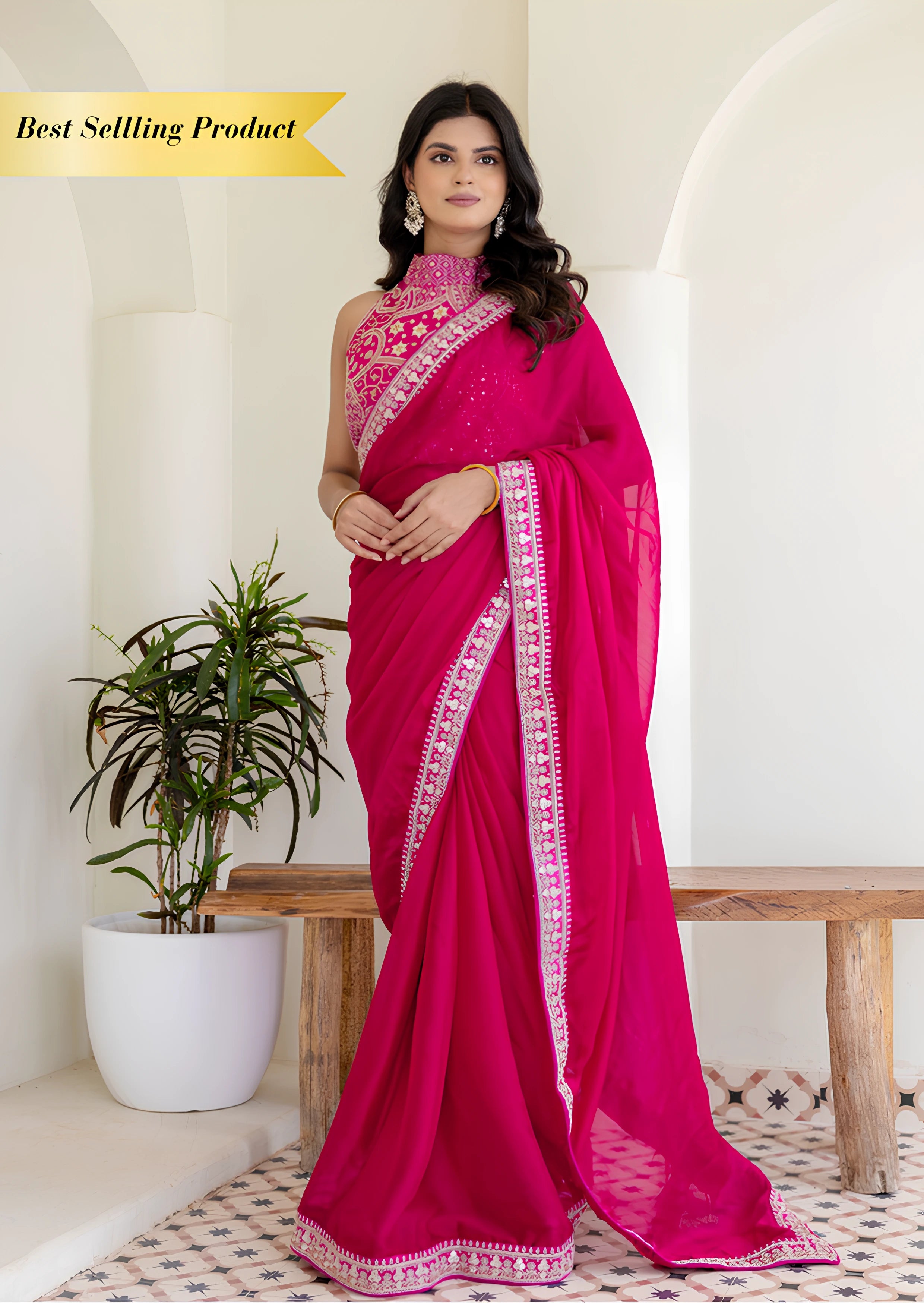 Fulari Premium Sequins Embroidered Party Wear Saree